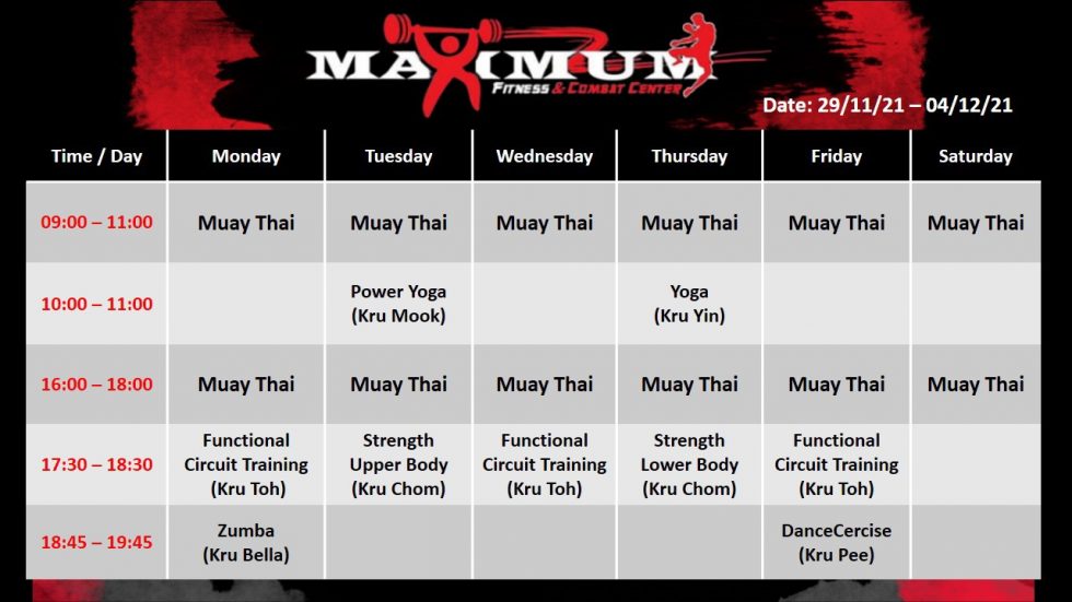 Gym Group Classes In Phuket & Schedule - Maximum Fitness Phuket